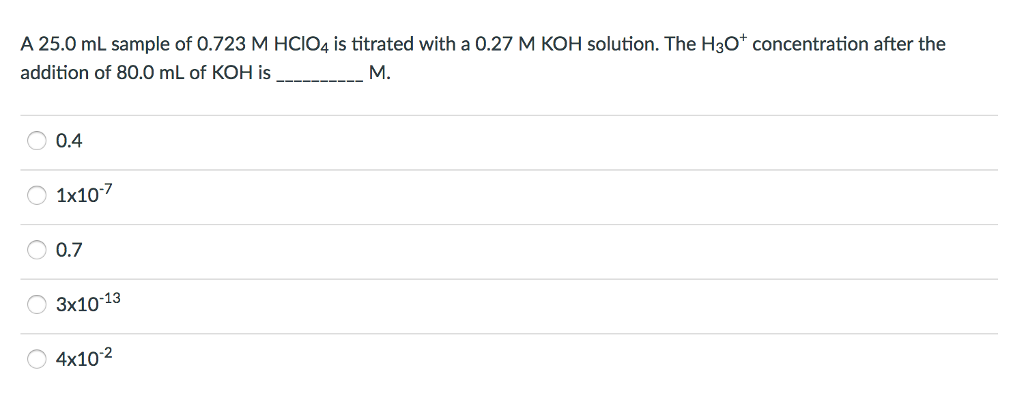 Solved A 25.0 mL sample of 0.723 M HCIO_4 is titrated with a | Chegg.com