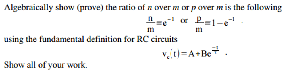 Solved Algebraically show (prove) the ratio of n over m or p | Chegg.com
