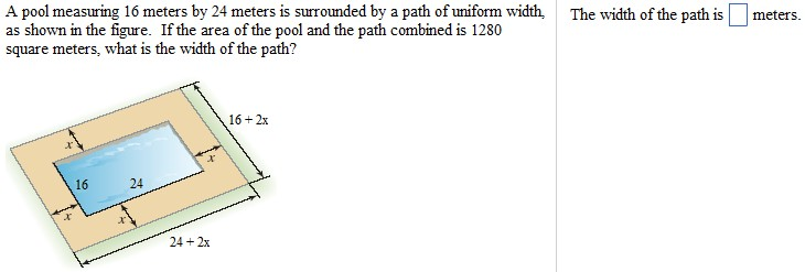Solved A pool measuring 16 meters by 24 meters is surrounded | Chegg.com