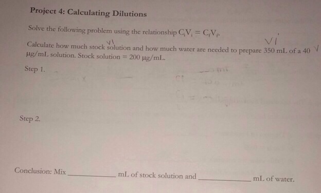 Solved Project 4: Calculating DilutionsSolve the following | Chegg.com