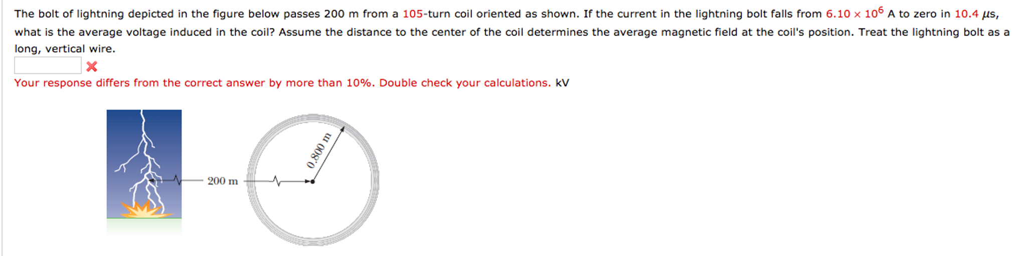 Solved The bolt of lightning depicted in the figure below | Chegg.com