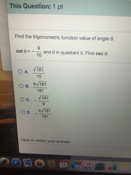 Solved Find the trigonometric function value of angle theta. | Chegg.com