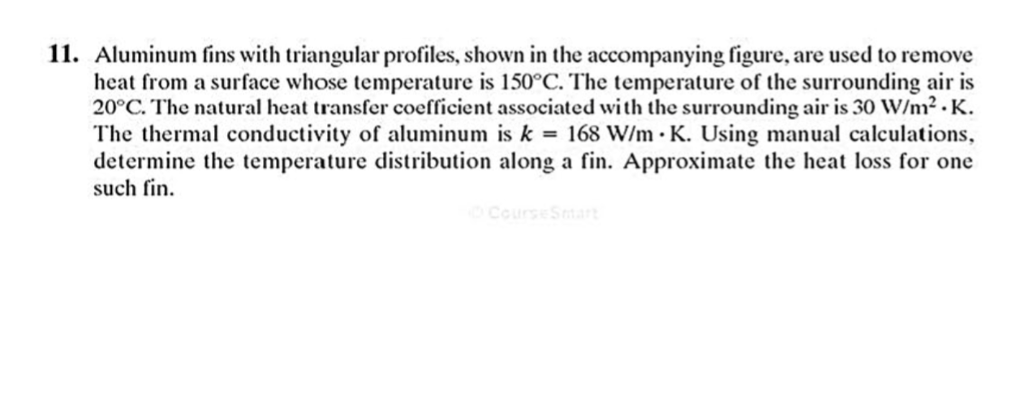 Solved Aluminum fins with triangular profiles, shown in the | Chegg.com