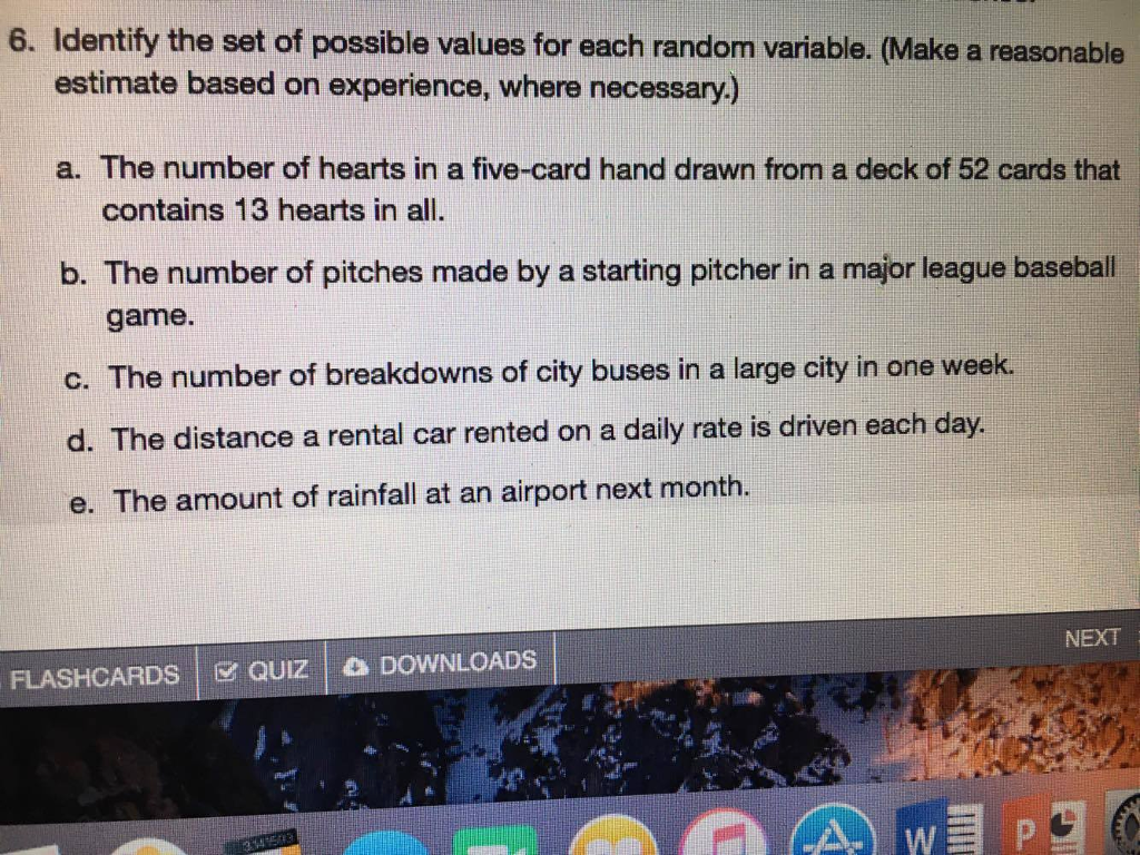Solved Identify the set of possible values for each random | Chegg.com