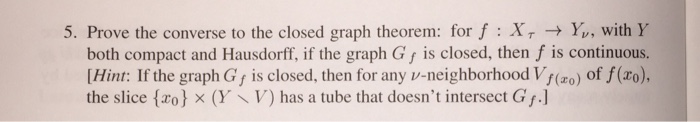 Solved Prove the converse to the closed graph theorem: for | Chegg.com