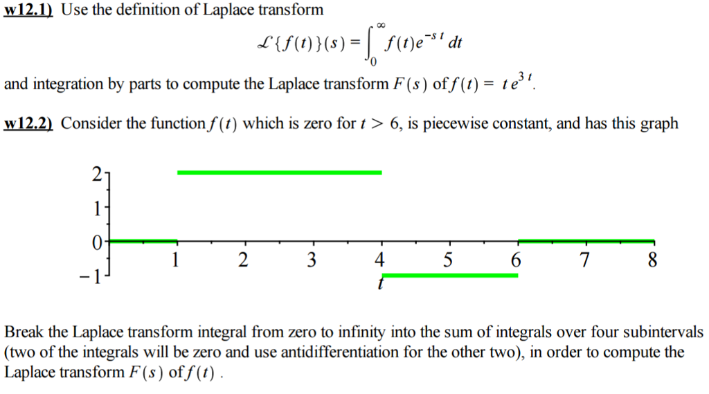 Solved Use the definition of Laplace transform L{f(t)} (s) = | Chegg.com