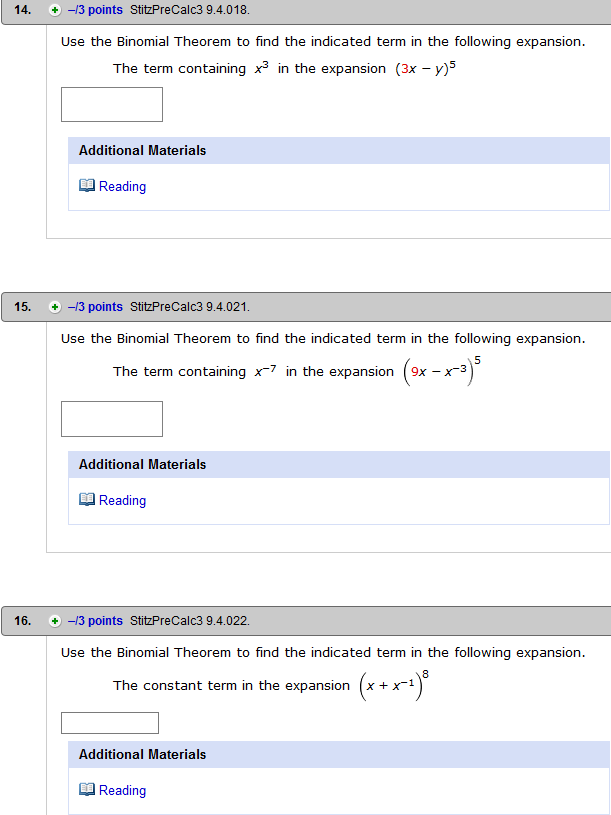 Solved Use the Binomial Theorem to find the indicated term | Chegg.com