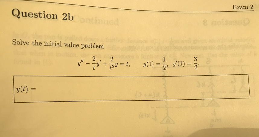 Solved Exam 2 Question 2b Solve the initial value problem t2 | Chegg.com