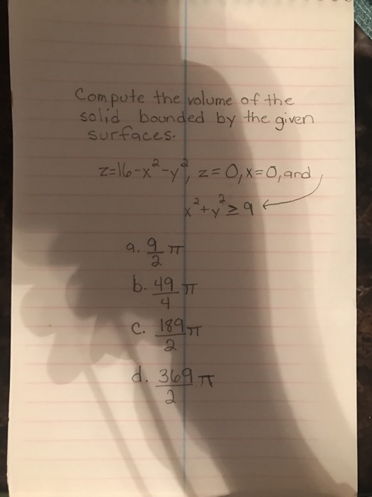 Solved Compute the volume of the solid bounded by the given | Chegg.com
