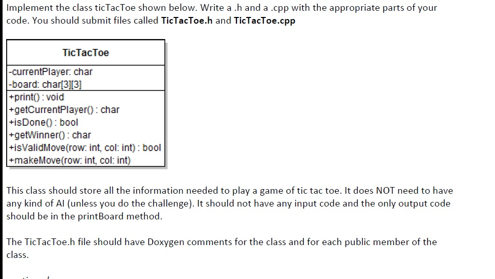 Solved Implement The Class Tictactoe Shown Below Write A H