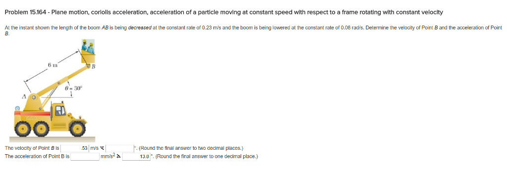 Solved Problem 15.164 - Plane motion, corlolis acceleration, | Chegg.com