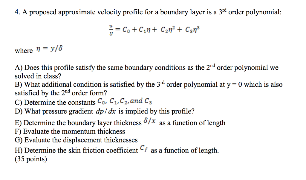 Solved 4. A proposed approximate velocity profile for a | Chegg.com