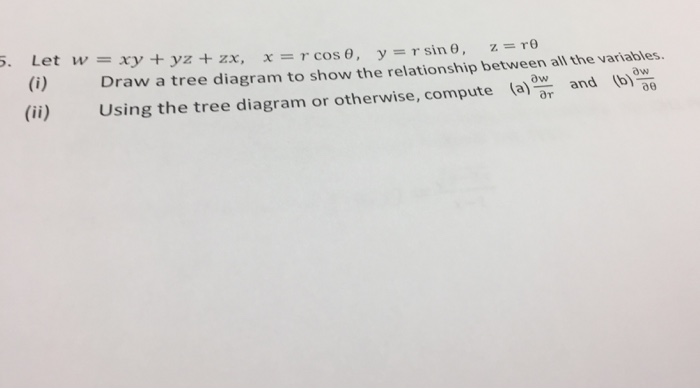 Solved Let w = xy + yz + zx, x = rcos theta, y = r sin | Chegg.com