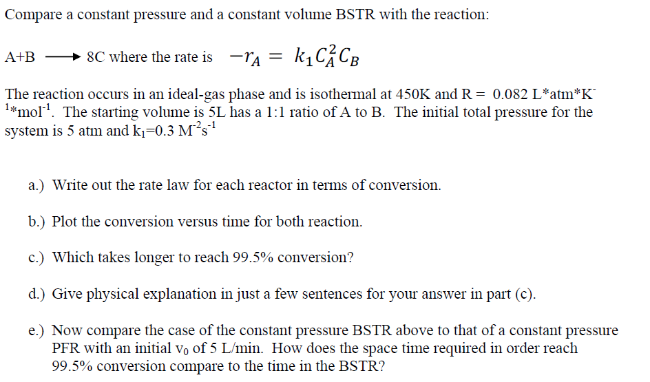 Compare a constant pressure and a constant volume | Chegg.com