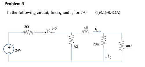 Problem 3 In the following circuit, find iL and i0 | Chegg.com