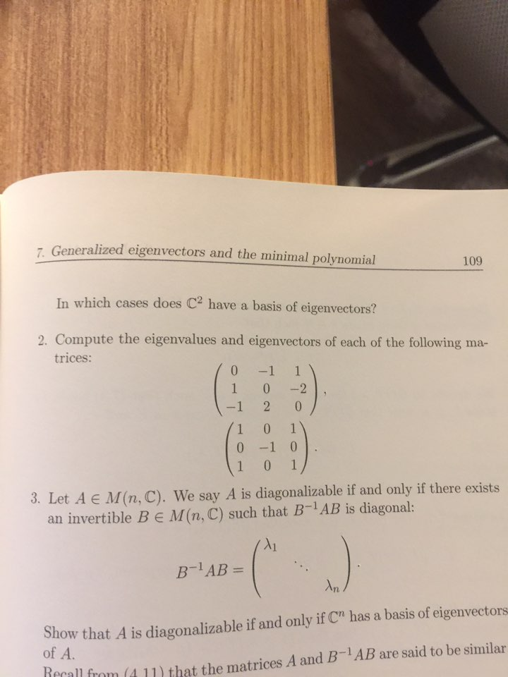 Solved 7. Generalized eigenvectors and the minimal polynomi | Chegg.com