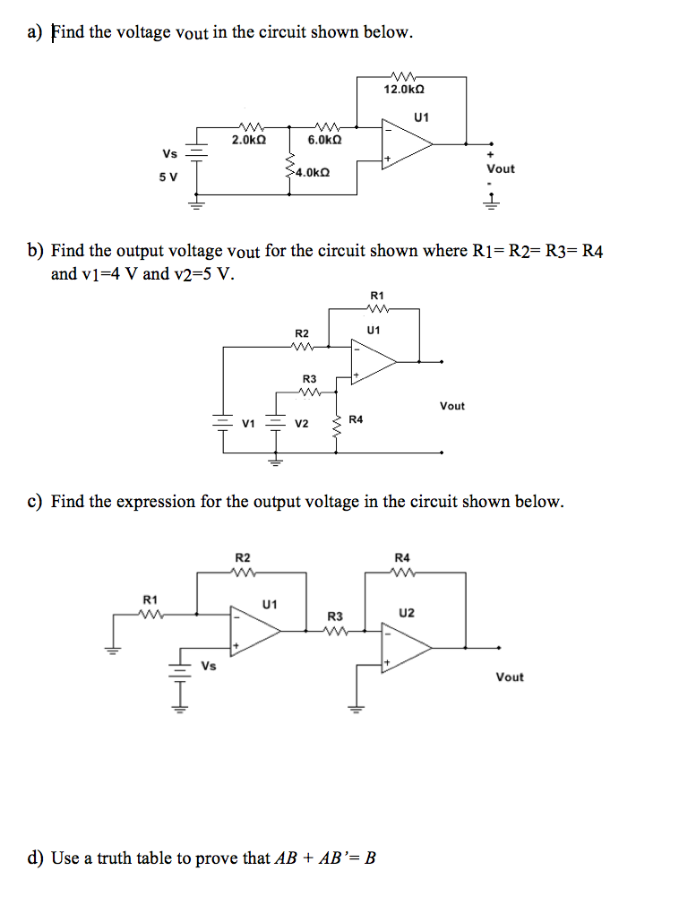 Solved Find the voltage v_out in the circuit shown below. | Chegg.com
