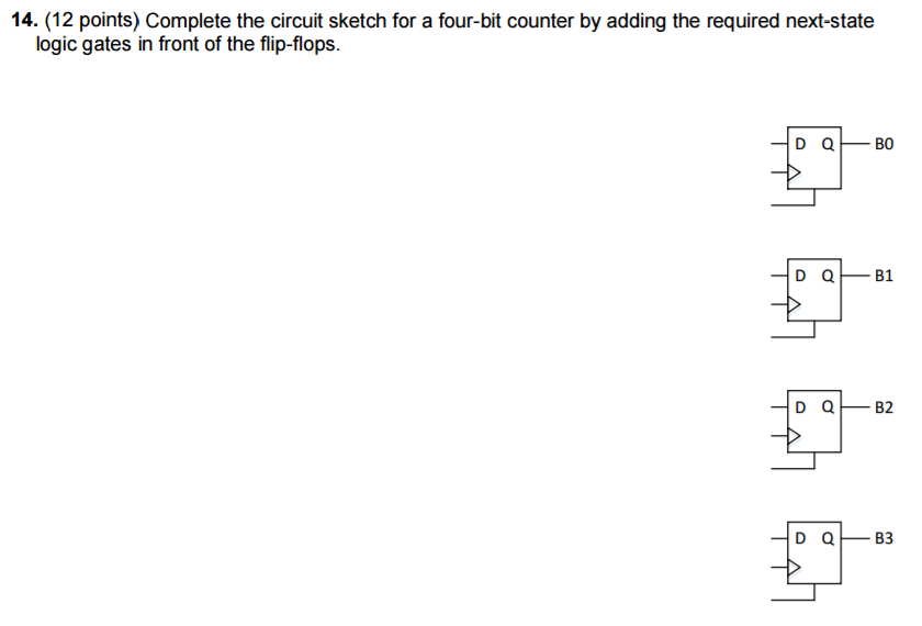 Solved Complete the circuit sketch for a four-bit counter by | Chegg.com