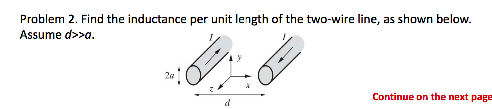 Solved Problem 2. Find the inductance per unit length of the | Chegg.com