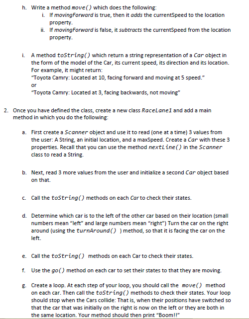 Solved Part 1 You will create two classes Car and RaceLane. | Chegg.com