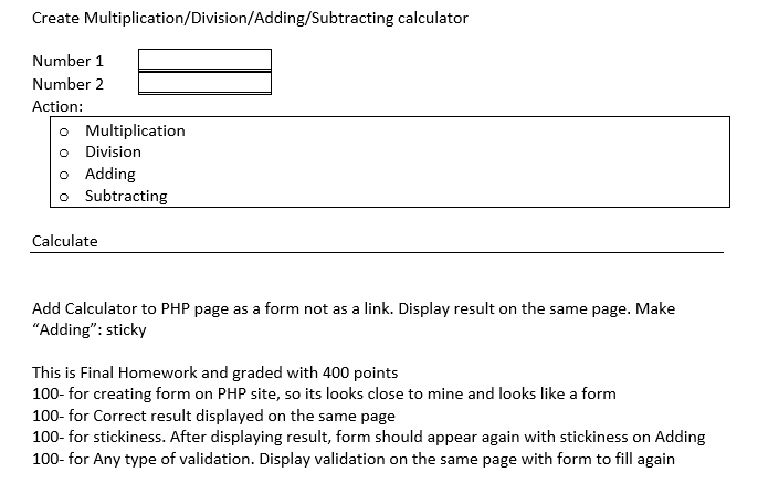 Solved Create Multiplication/Division/Adding/Subtracting | Chegg.com