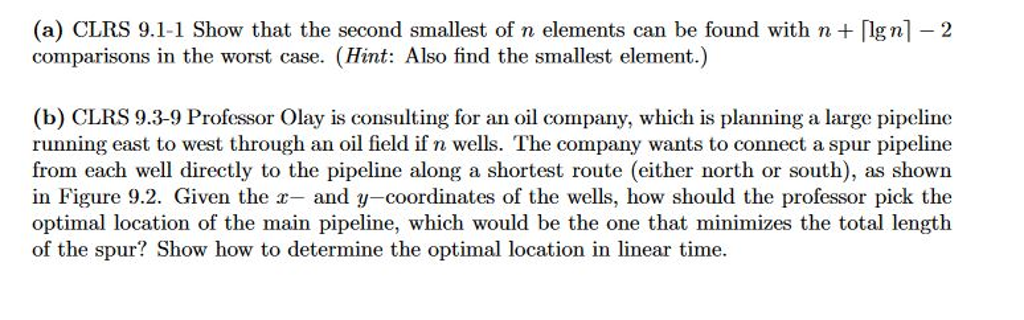 Solved CLRS 9.1-1 Show that the second smallest of n | Chegg.com