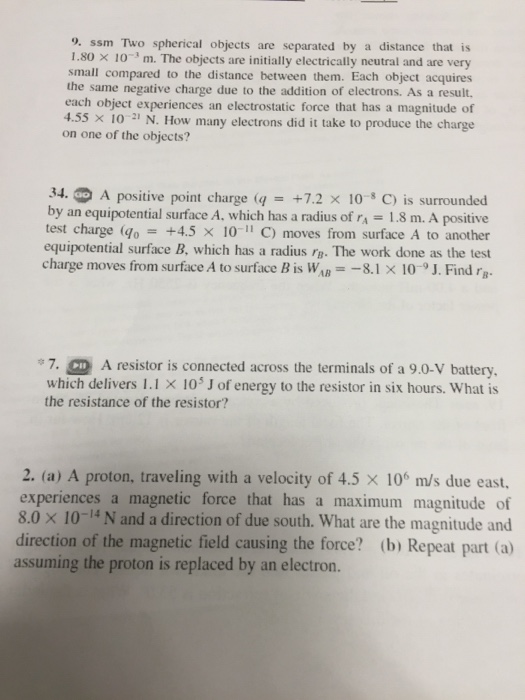Solved ssm two spherical objects arc separated by a distance | Chegg.com