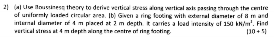 Solved 2) (a) Use Boussinesq theory to derive vertical | Chegg.com