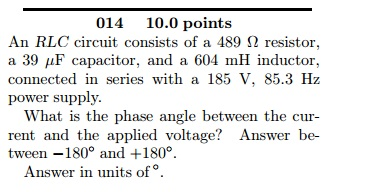 Solved An RLC circuit consists of a 489 ohm resistor, a 39 | Chegg.com
