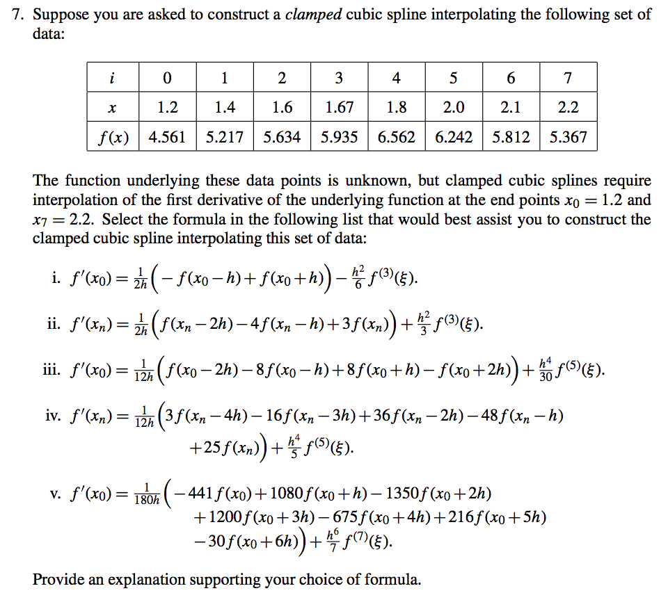 Suppose you are asked to construct a clamped cubic | Chegg.com