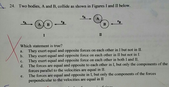 Solved 24. Two bodies, A and B, collide as shown in Figures | Chegg.com
