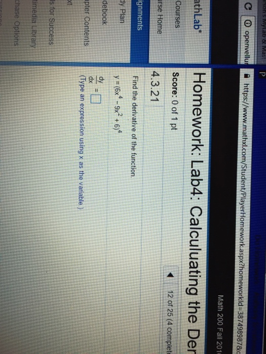 Solved Find The Derivative Of The Function Y 6x 4 9x 2 Chegg