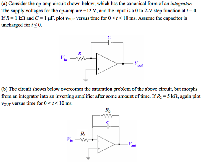 Solved (a) Consider the op-amp circuit shown below, which | Chegg.com