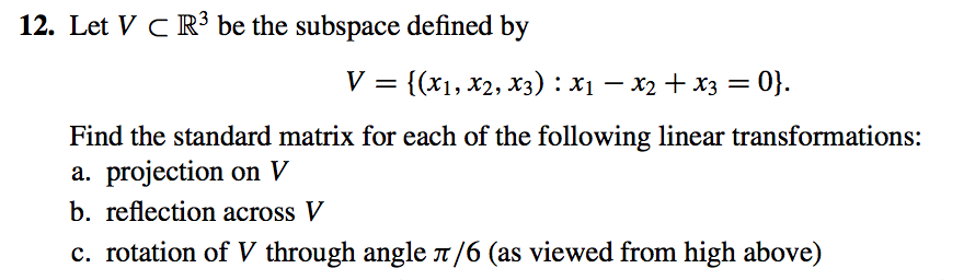 Solved Let V R^3 be the subspace defined by Find the | Chegg.com