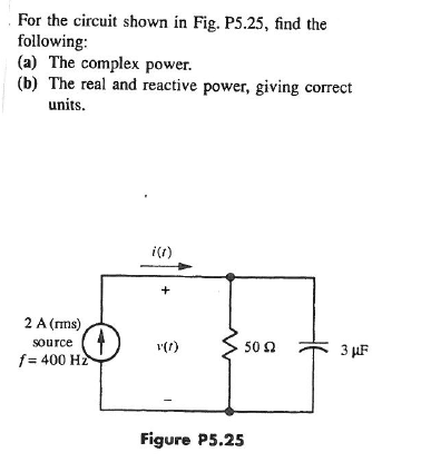 Solved For the circuit shown in Fig. P5.25, find the | Chegg.com