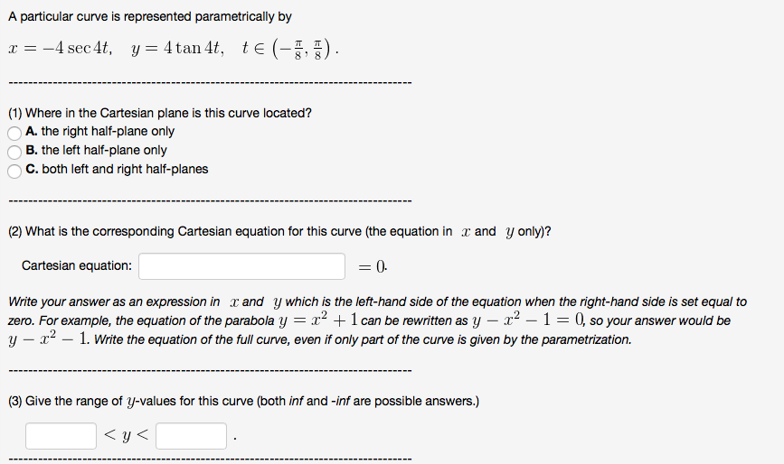 Solved A particular curve is represented parametrically by | Chegg.com