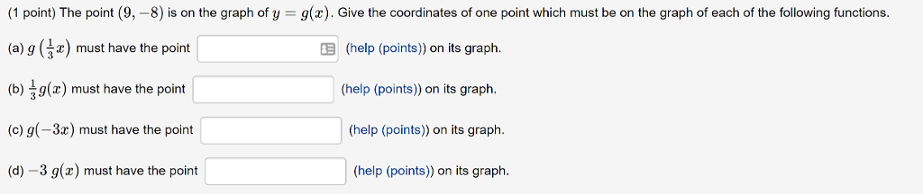 Solved (1 point) The point (9, -8) is on the graph of y | Chegg.com