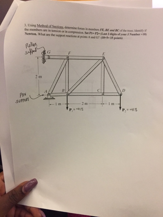 Solved Using Method of Sections, determine forces in members | Chegg.com