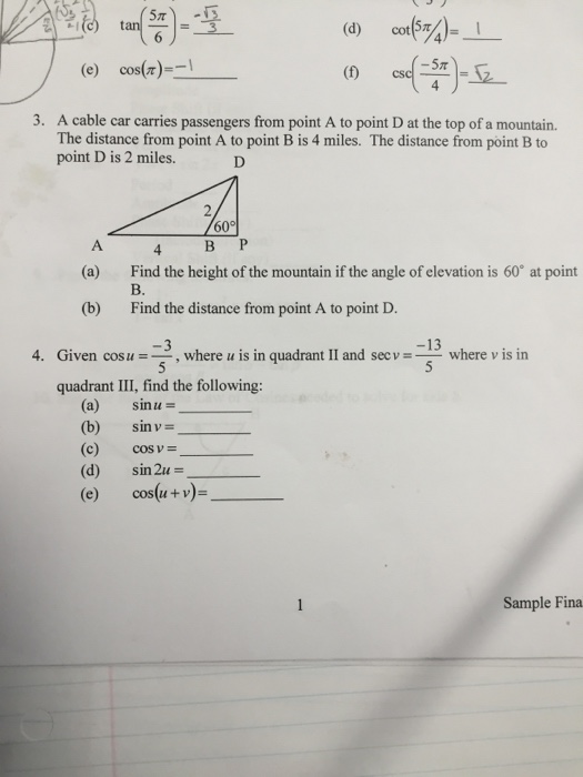 Solved How do you do questions 3 and 4 ? There precalculus | Chegg.com