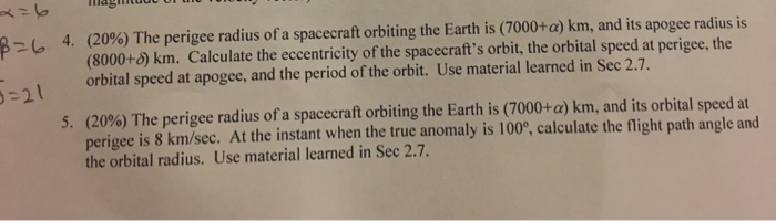 Solved The perigee radius of a spacecraft orbiting the Earth | Chegg.com