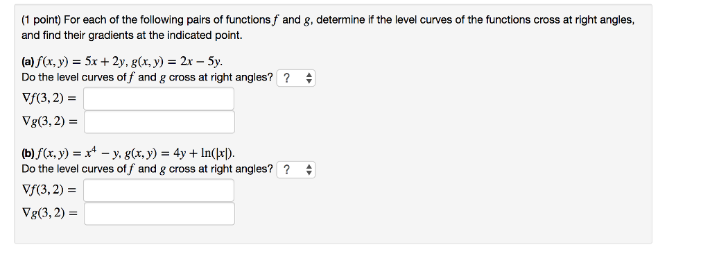 Solved (1 point) For each of the following pairs of | Chegg.com