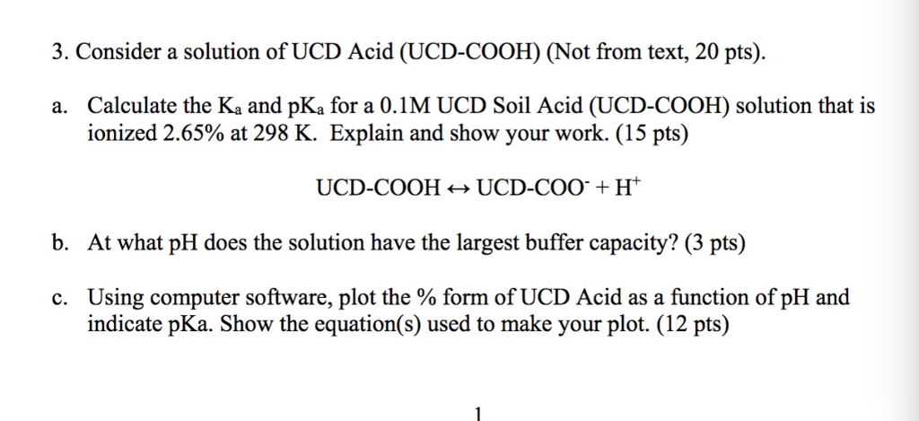 Solved 3. Consider a solution of UCD Acid (UCD-COOH) (Not | Chegg.com