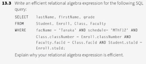 Solved Write an efficient relational algebra expression for | Chegg.com Solved Write an efficient relational algebra expression for | Chegg.com