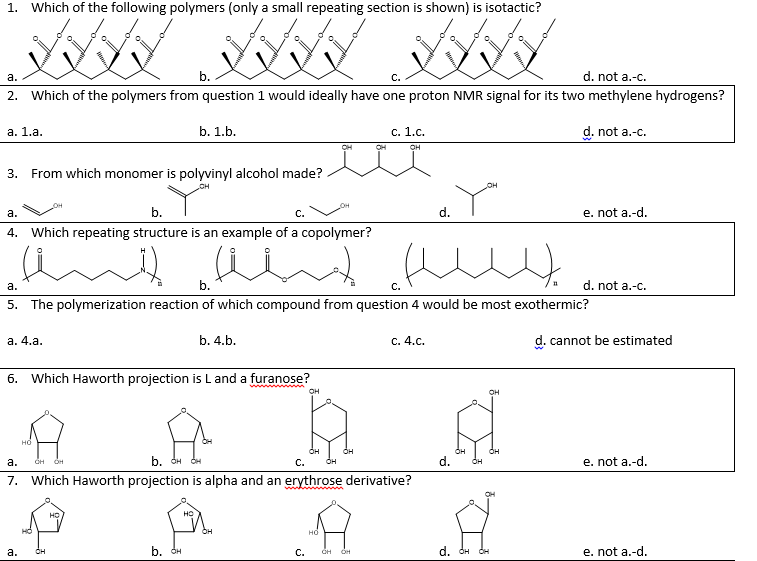 Solved Which of the following polymers (only a small | Chegg.com