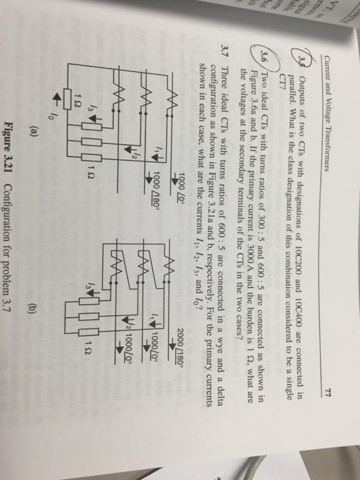 Solved Current and Voltage Transformers 3A Outputs of two CT | Chegg.com