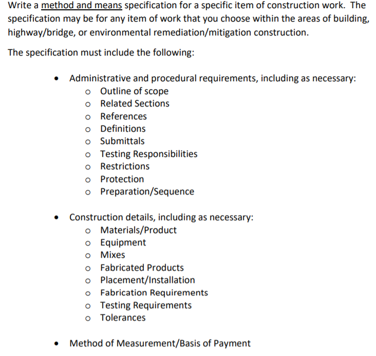 Solved Write a method and means specification for a specific | Chegg.com