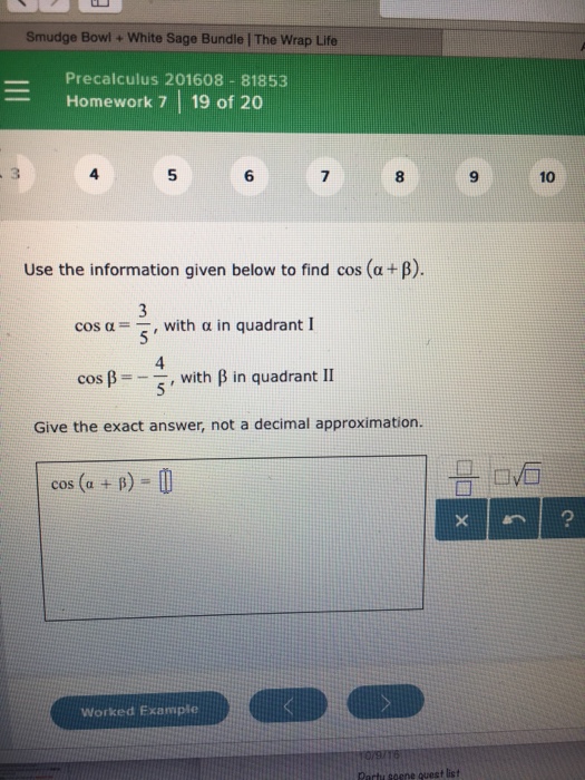 Solved Use the information given below to find cos (alpha + | Chegg.com