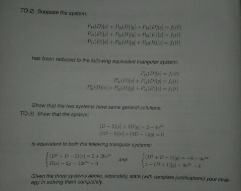 Solved Suppose the system: has been reduced to the | Chegg.com