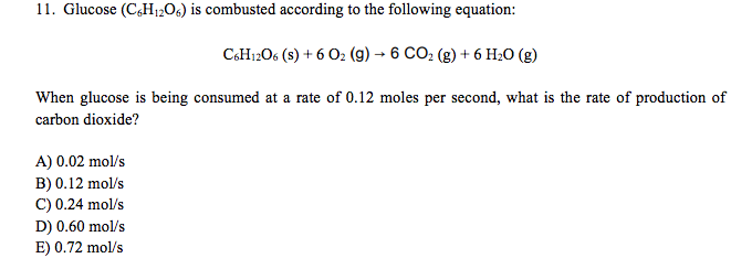 Solved Glucose (C_6H_12O_6) is combusted according to the | Chegg.com