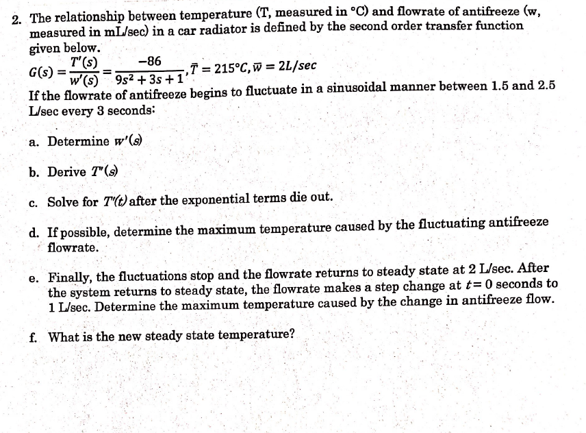 Solved 2. The relationship between temperature (T, measured | Chegg.com